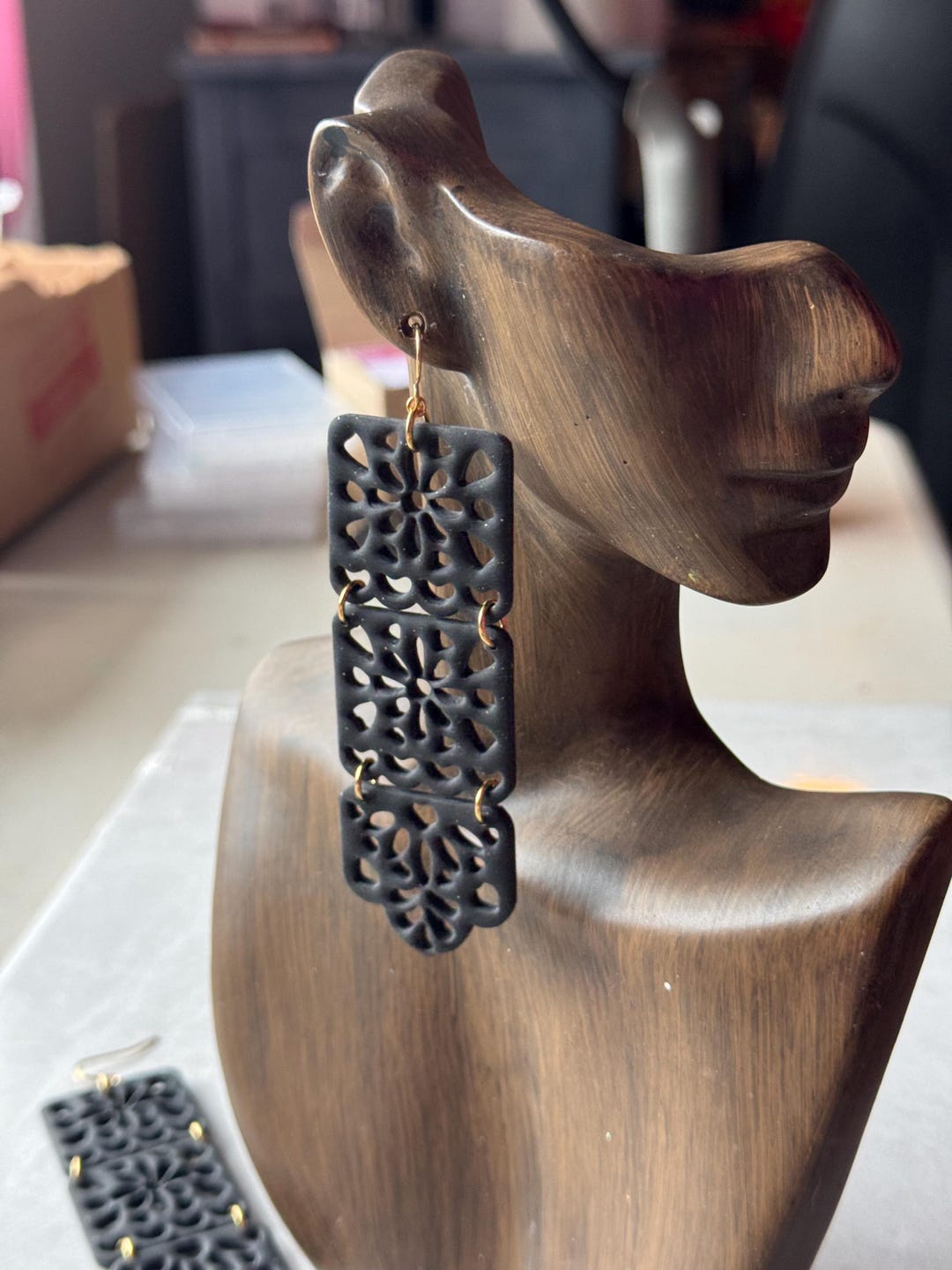 Goth Latina Earrings, Mexican Papel Picado Earrings, Handmade Polymer ...