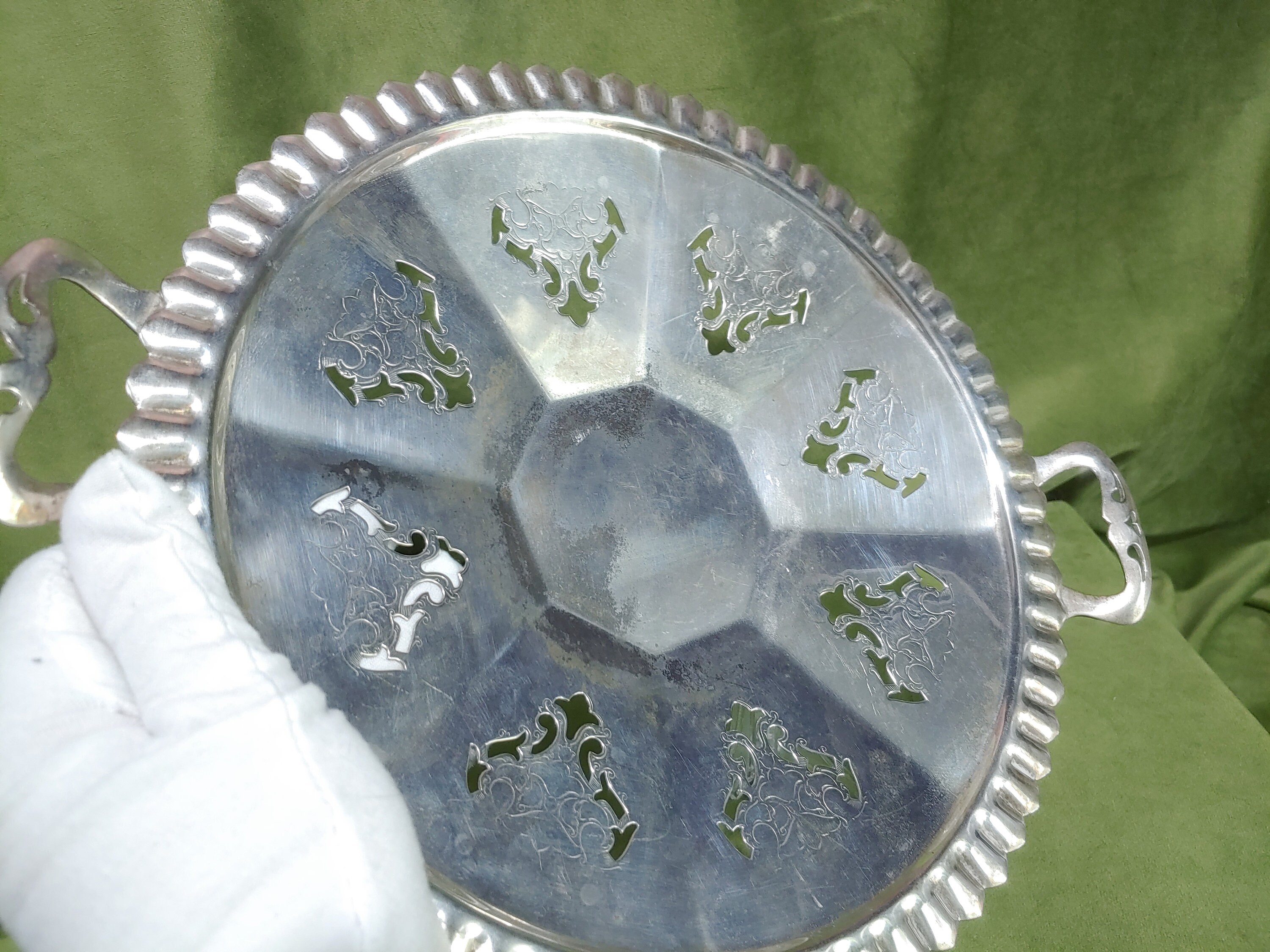 Silverplate Platter With Cut Outs and Handles WEAR - Etsy