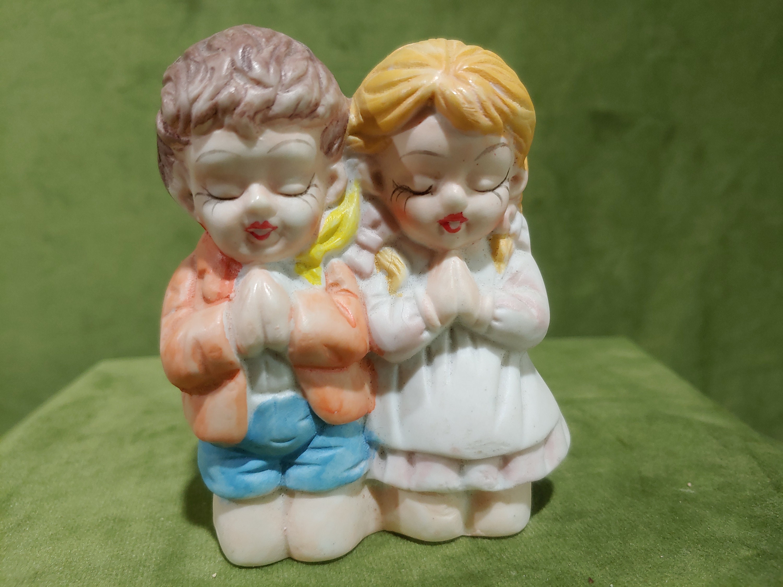 Porcelain Praying Children Boy and Girl Taiwan - Etsy