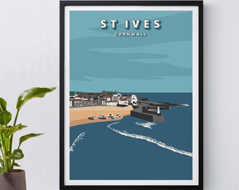 St Ives III Cornwall Beach Poster Picture Illustration Travel Gift Art ...