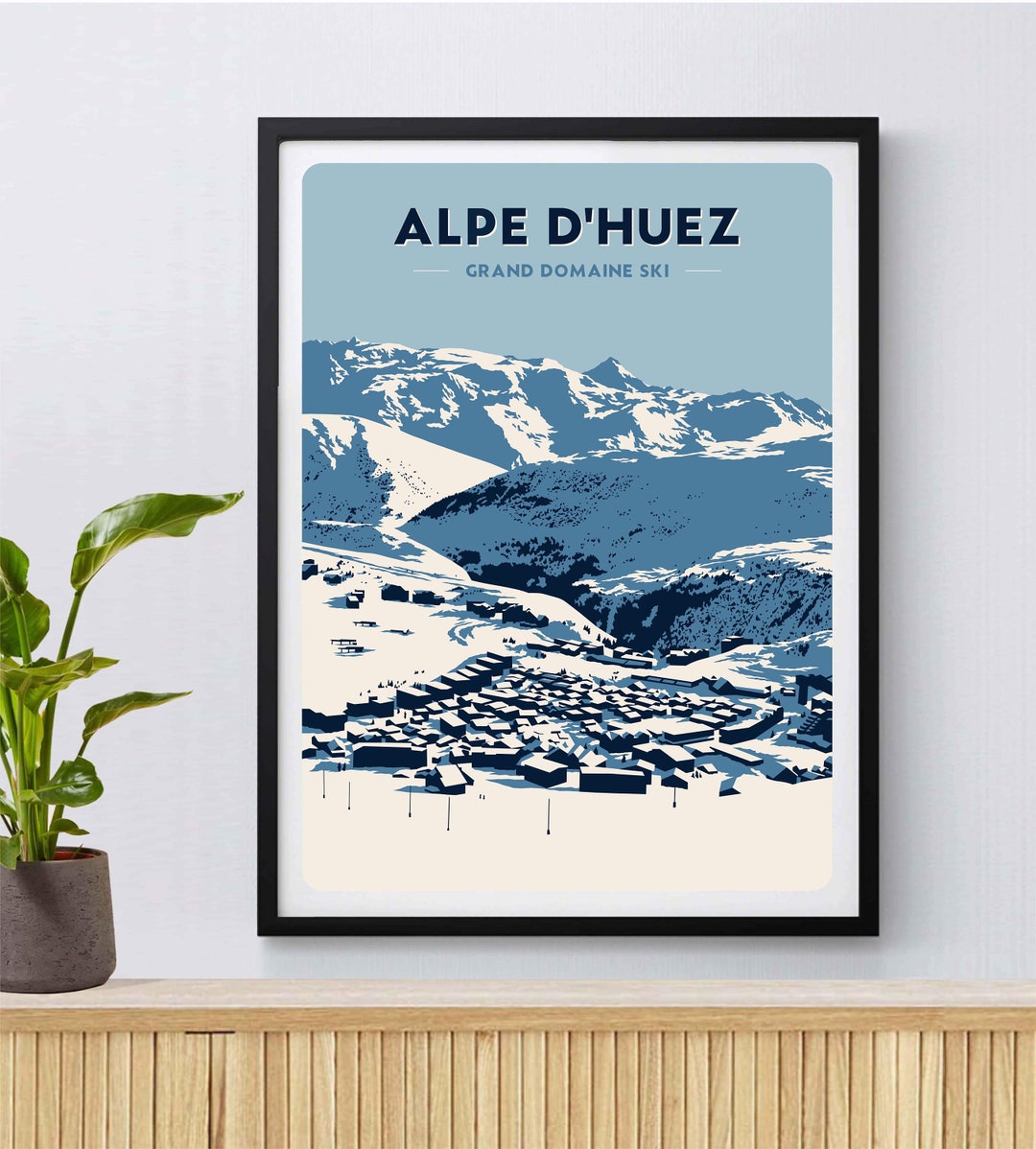 Alpe D'huez Ski Resort, Vintage Travel Poster, French Alps, France, Ski ...