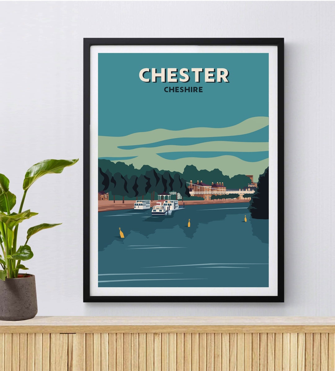 Chester Travel Poster: Groves Cityscape Art Print - Etsy