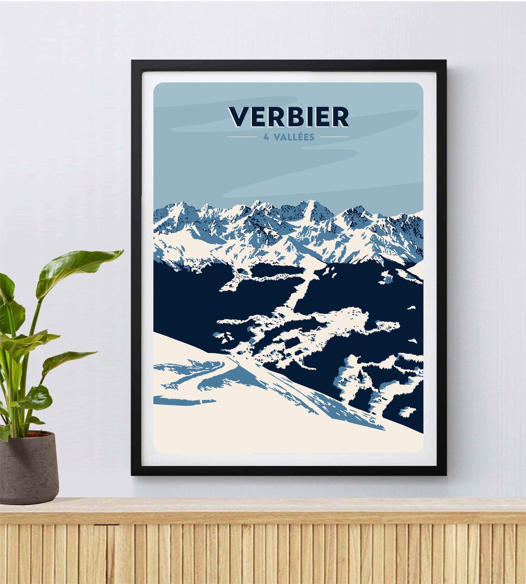 Verbier Ski Resort Print: Vintage Switzerland Travel Poster - Etsy