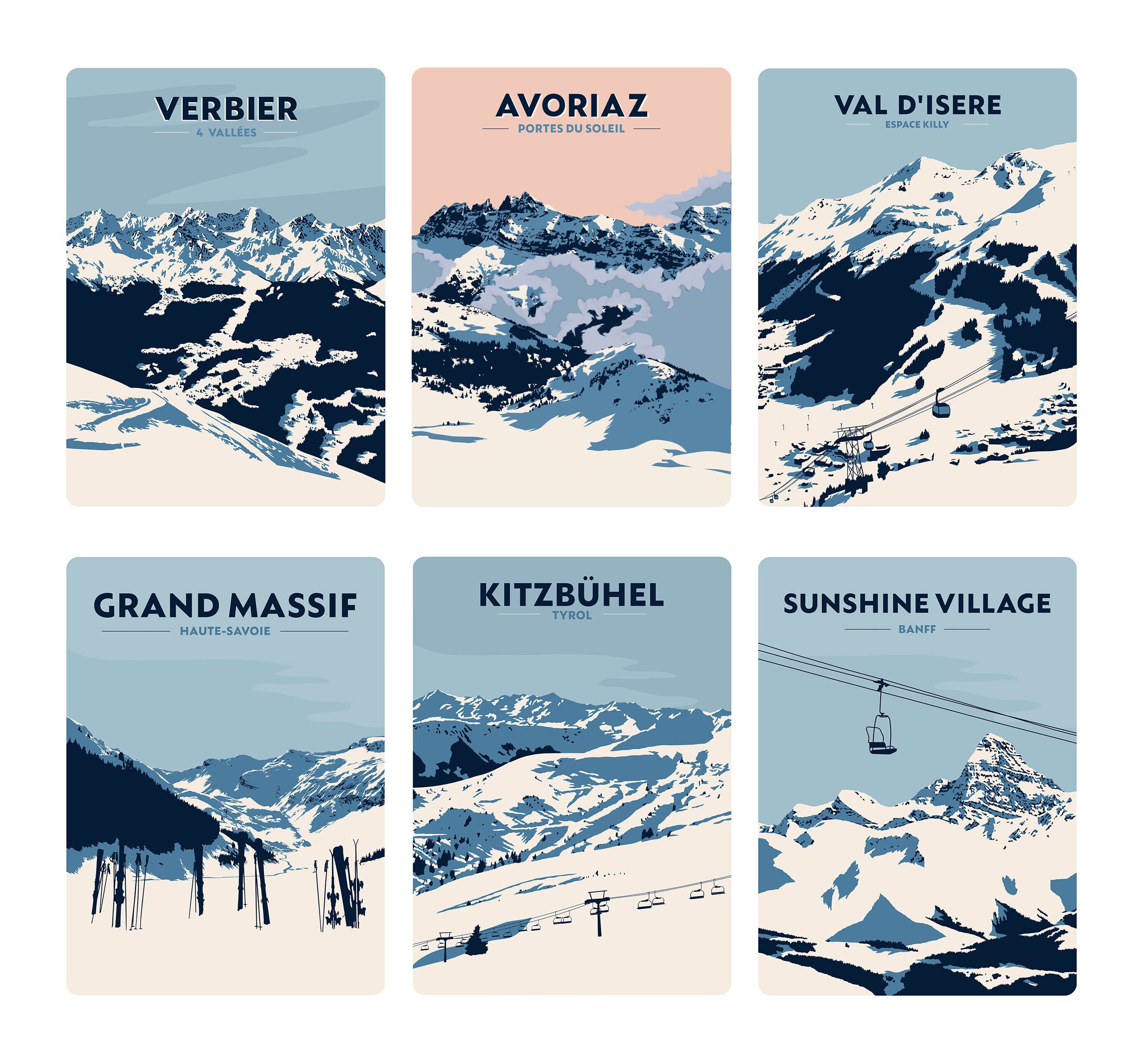 Set of 3 Ski prints choose any 3 of our ski resort prints | Etsy