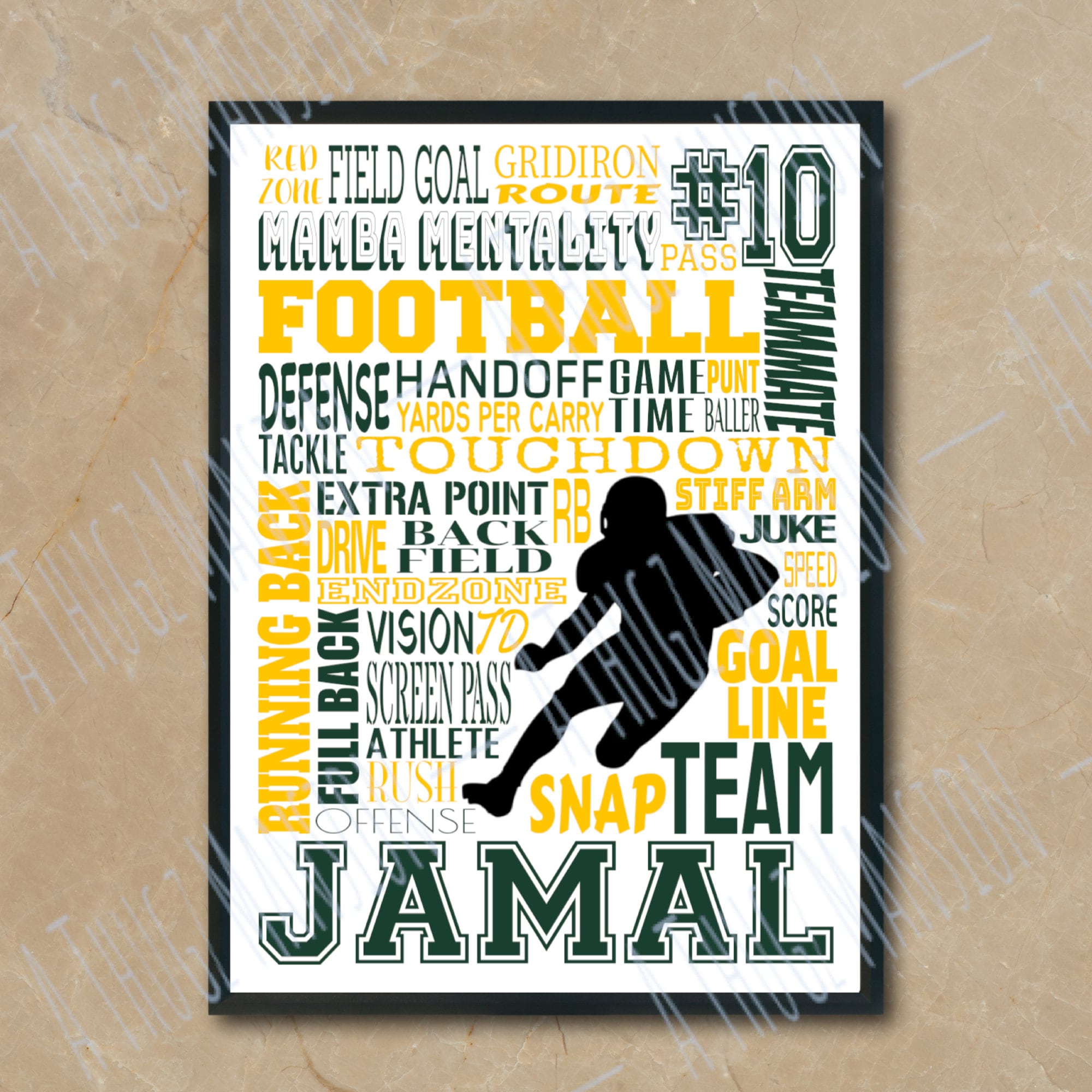 Personalized Football Poster Typography, Football Team Gift, Football ...