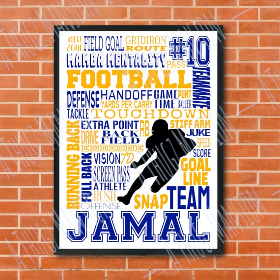 Personalized Football Poster Typography Football Team Gift | Etsy