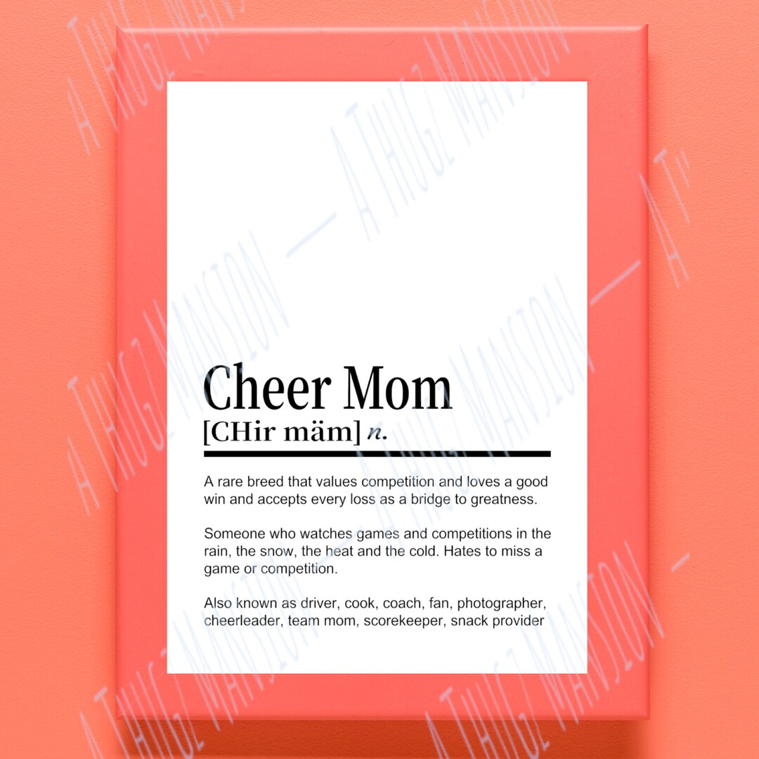 Cheer Mom Definition Printable Wall Art, Digital Download, Cheer Mom ...
