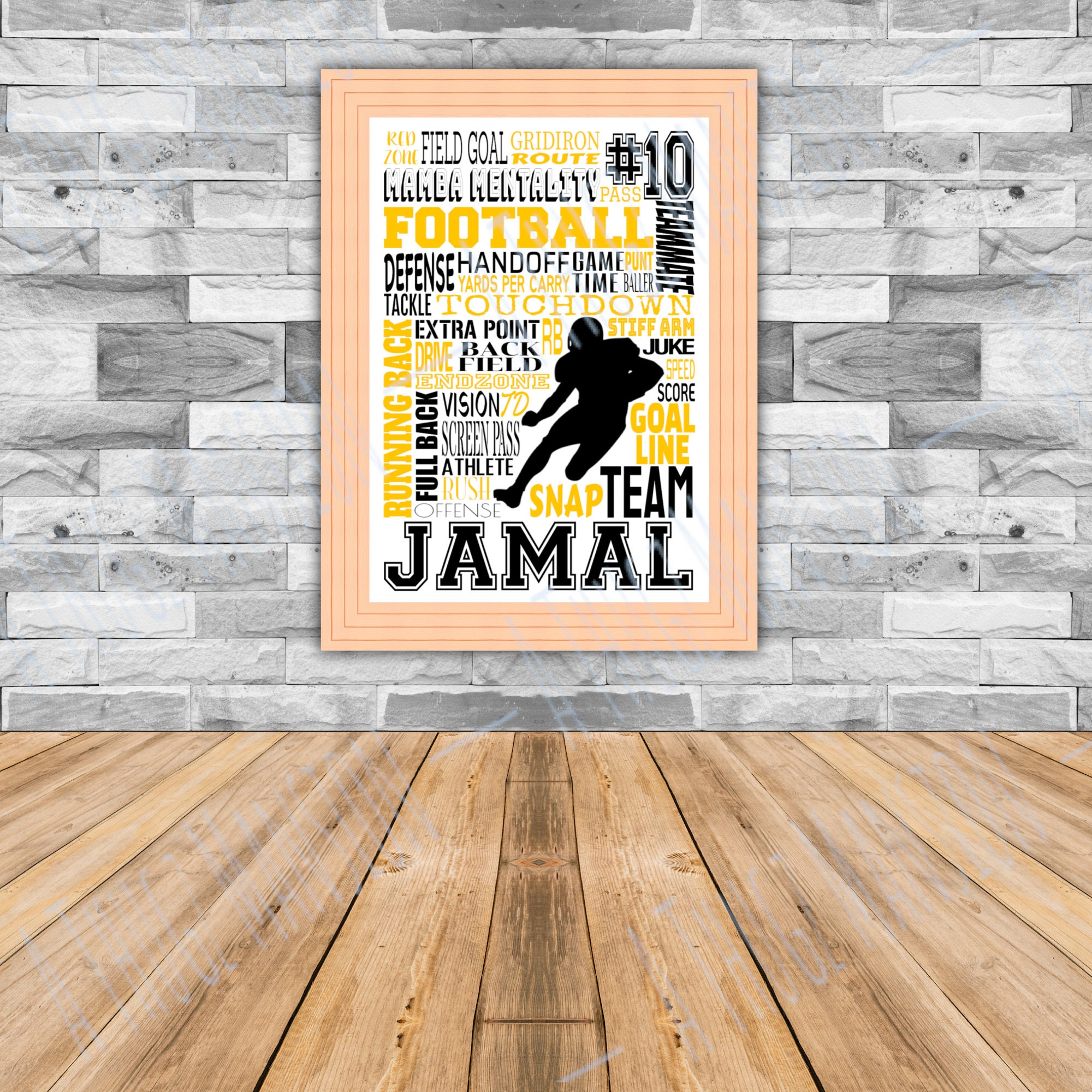 Personalized Football Poster Typography, Football Team Gift, Football ...