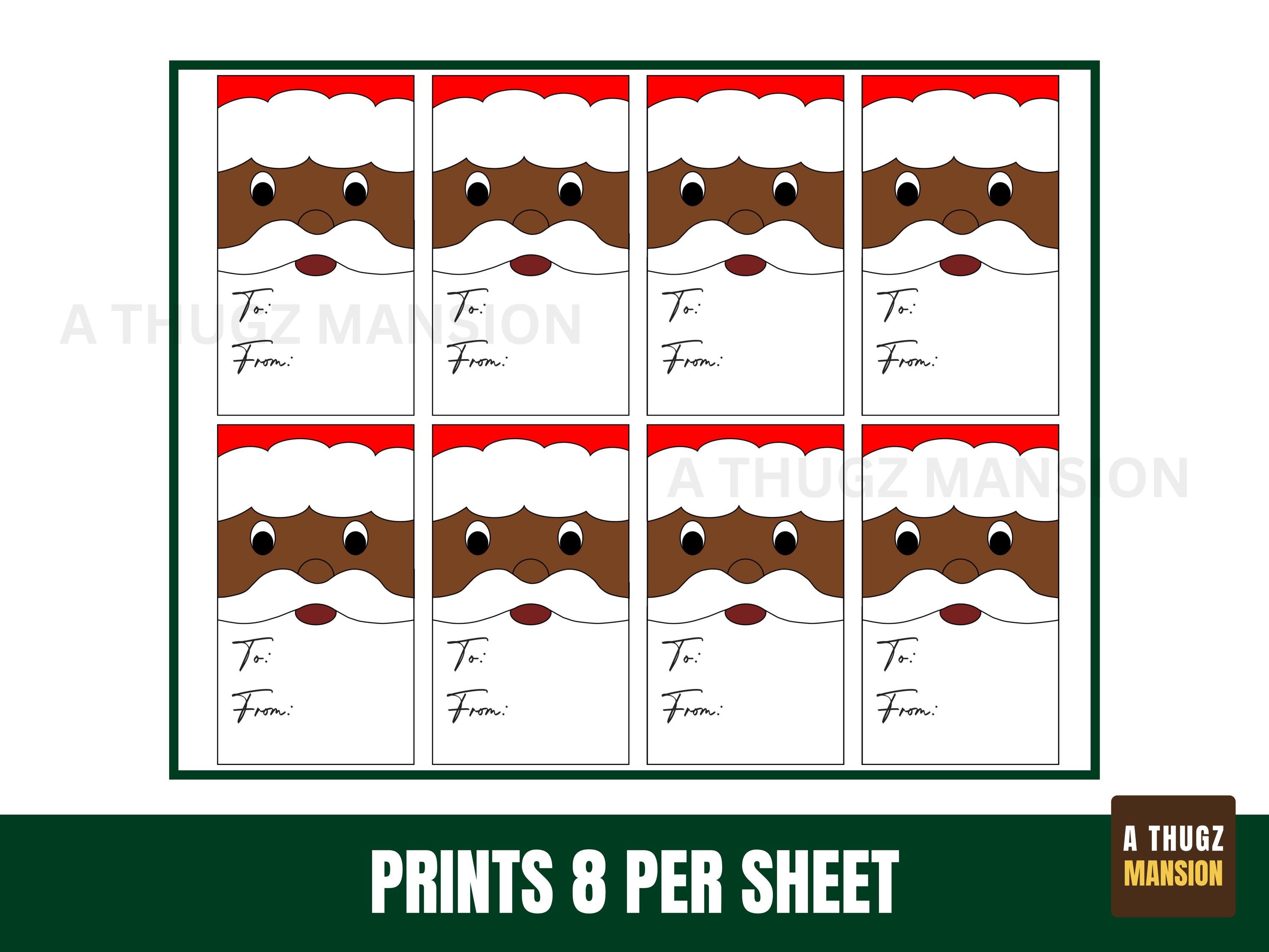 Black Santa Gift Tags Printable - African American Christmas Labels ...