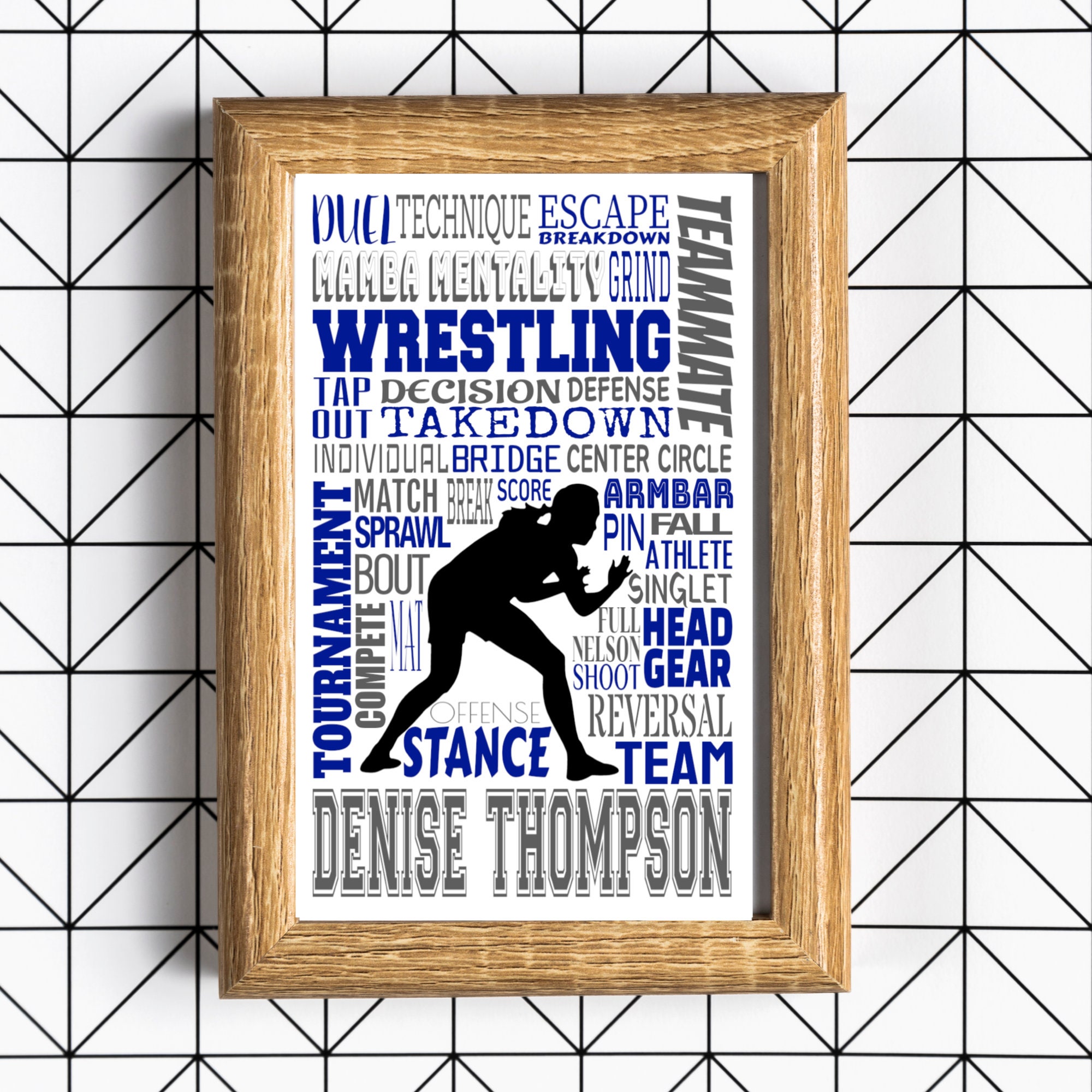 Personalized Girl's Wrestling Poster Typography Wrestling - Etsy