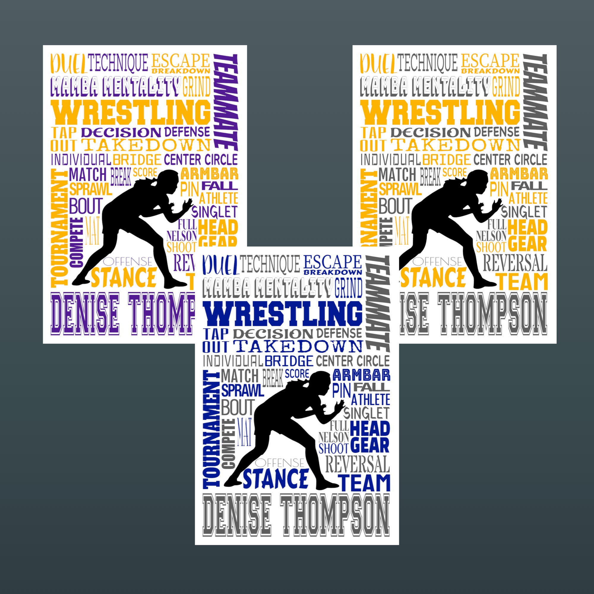 Personalized Girl's Wrestling Poster Typography Wrestling - Etsy