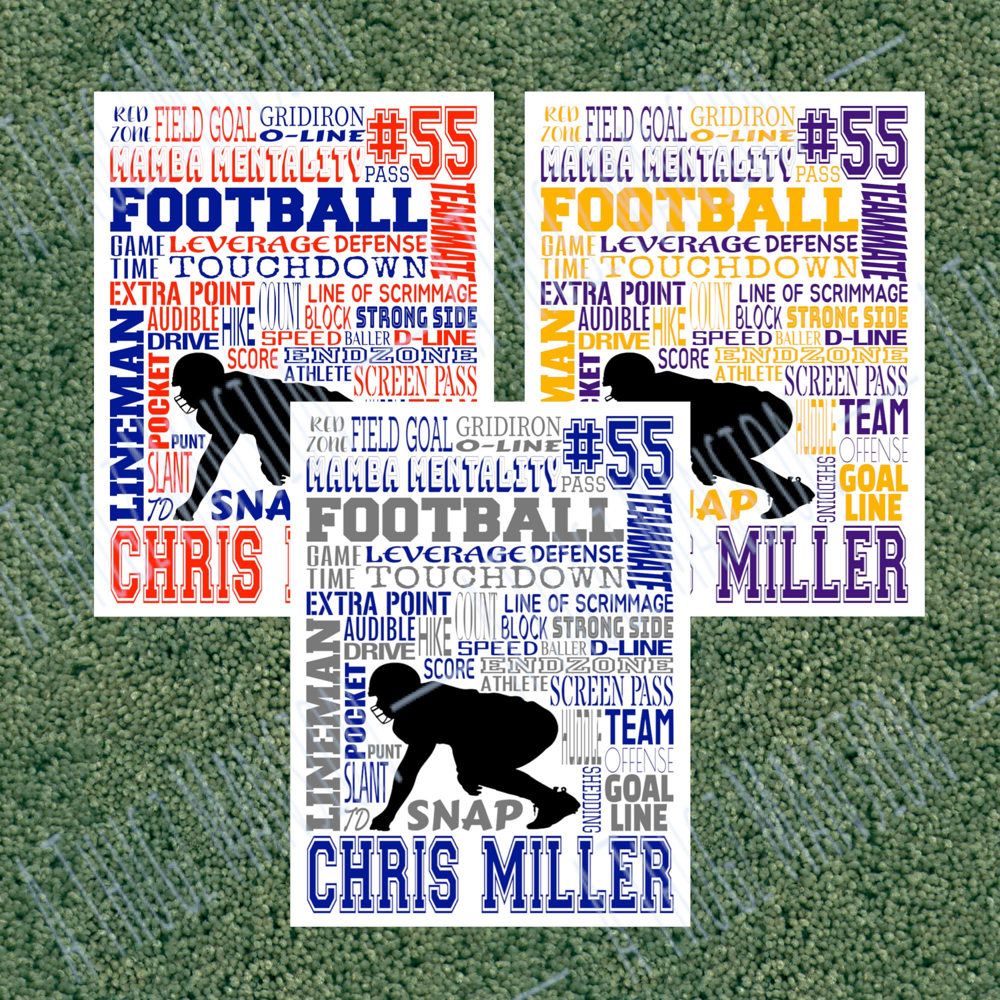 Customized Football Poster, Personalized Sport Typography, Football ...