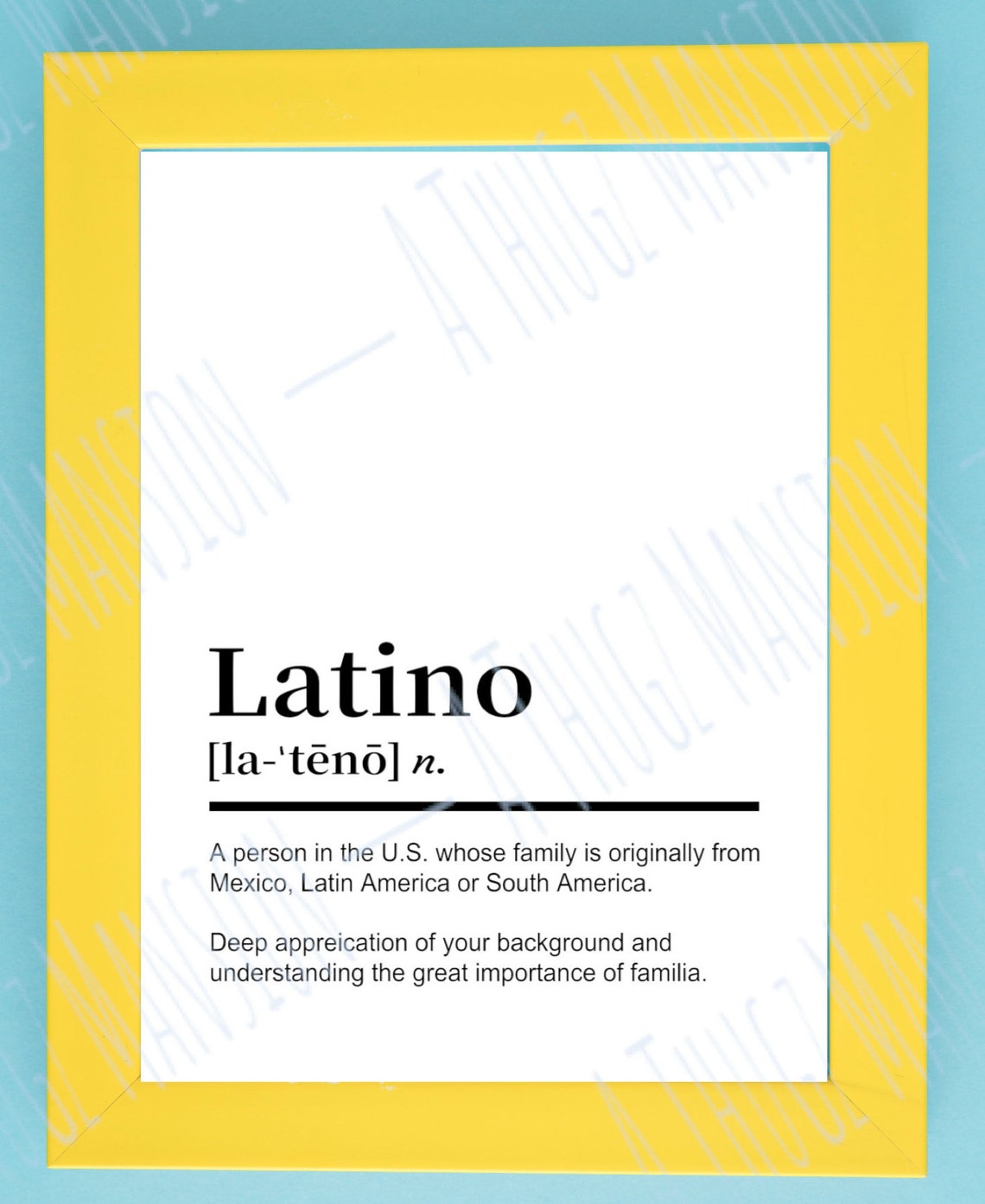 Latino Definition Printable Wall Art, Digital Download, Home Decor ...