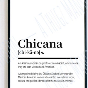 Chicana Definition Art Print, Mexican American Woman (digital Download ...