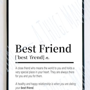 Best Friend Definition Printable Wall Art, Digital Download, Bestie ...