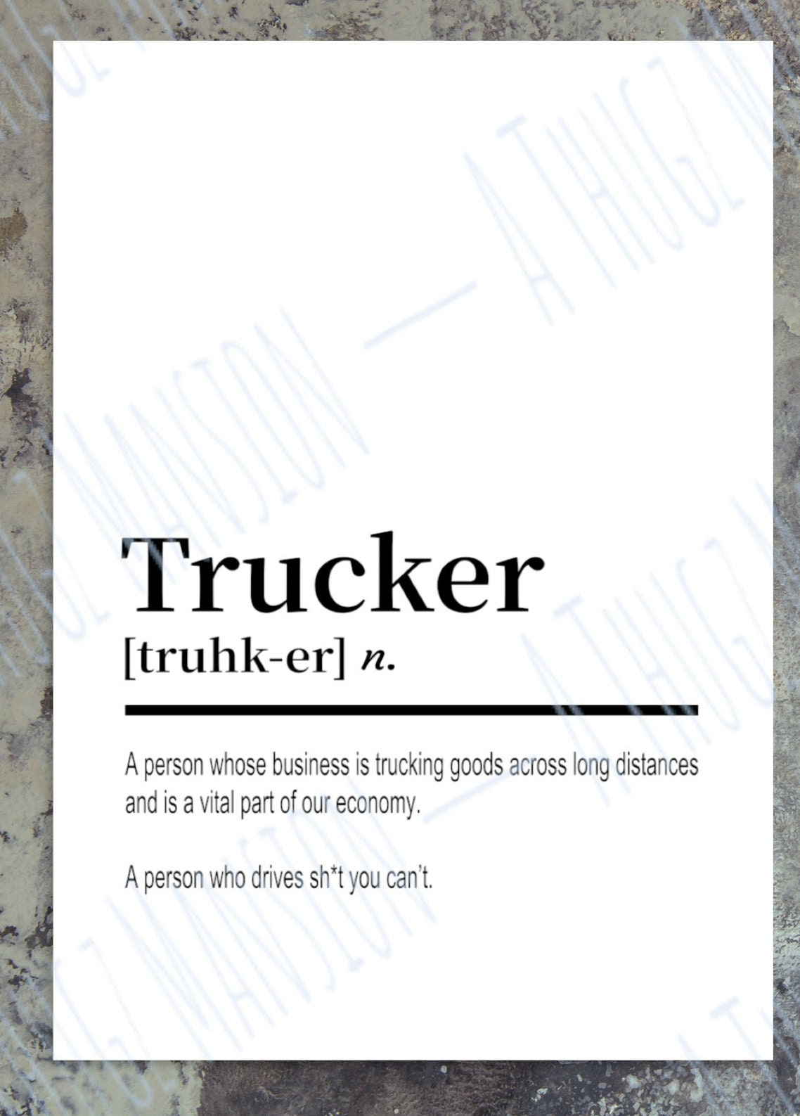 Trucker Definition Printable Wall Art, Digital Download Quote Print ...