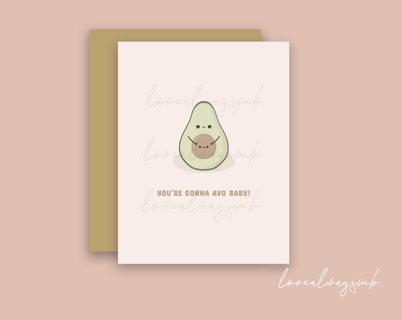 Punny Baby Card, Baby Announcement, Avocado, Avocado Puns, Baby Shower ...
