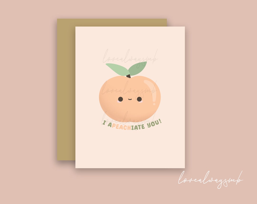 Punny Fruit Card, Gratitude, Thank You Card, Peach, Food Puns ...