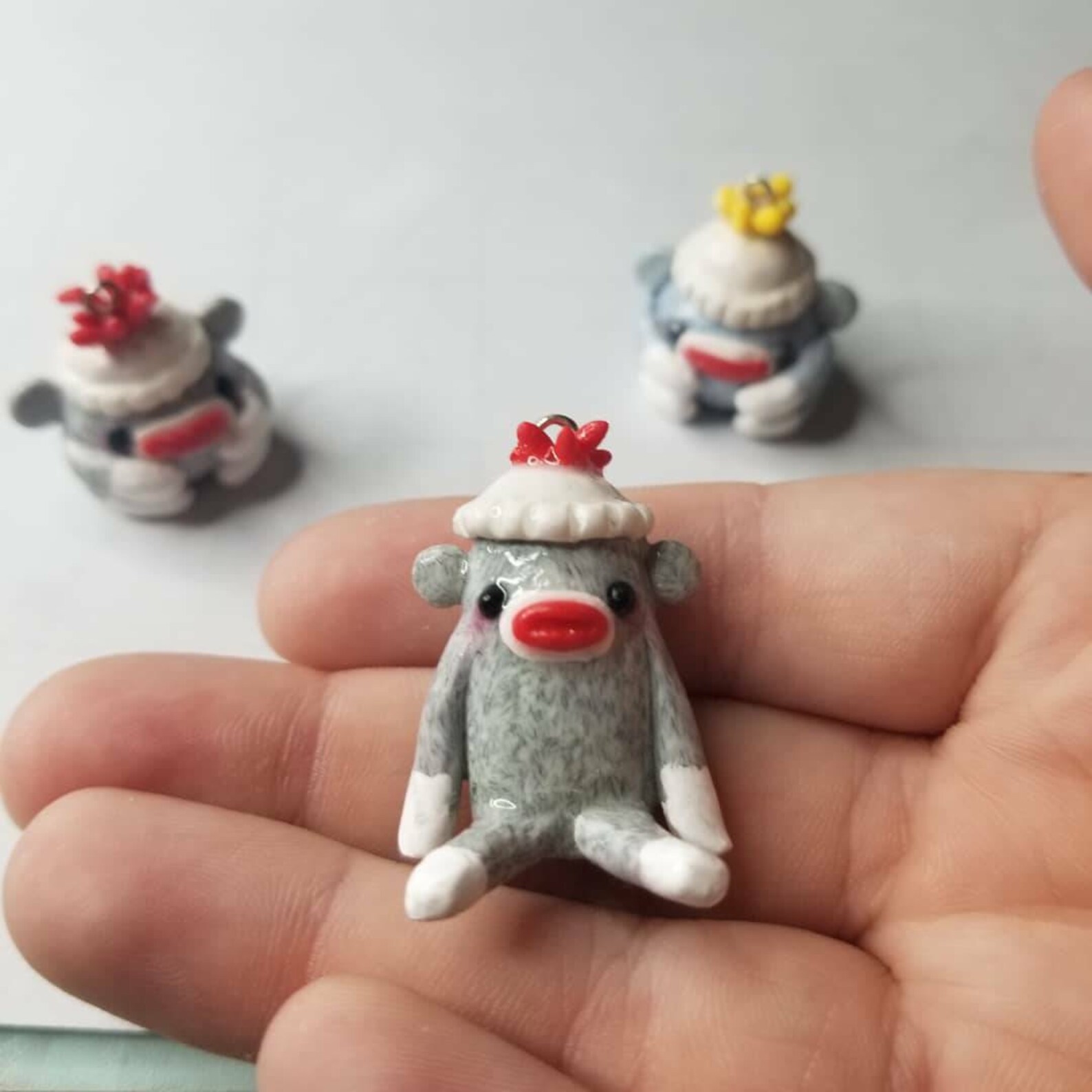 Kawaii Chubby Sock Monkey Clay Charms Cute Polymer Clay | Etsy