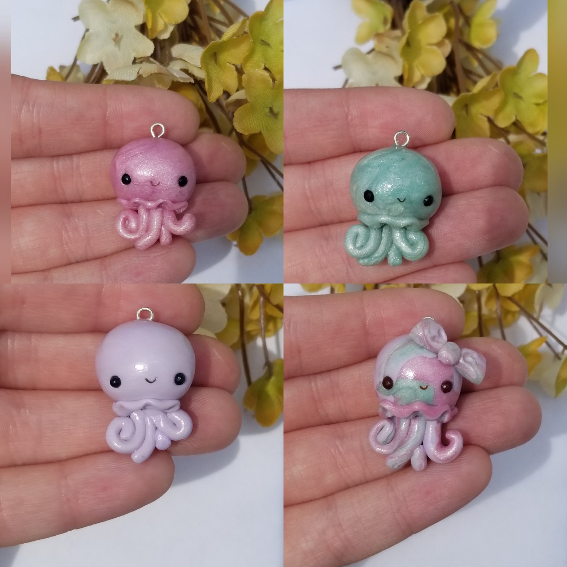 Kawaii Jellyfish Clay Charm Ocean Cute Polymer Clay Charm | Etsy