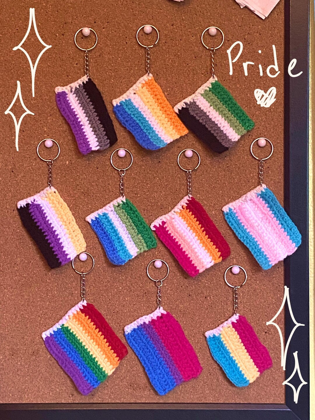 Crocheted Pride Flag Keychains - Etsy