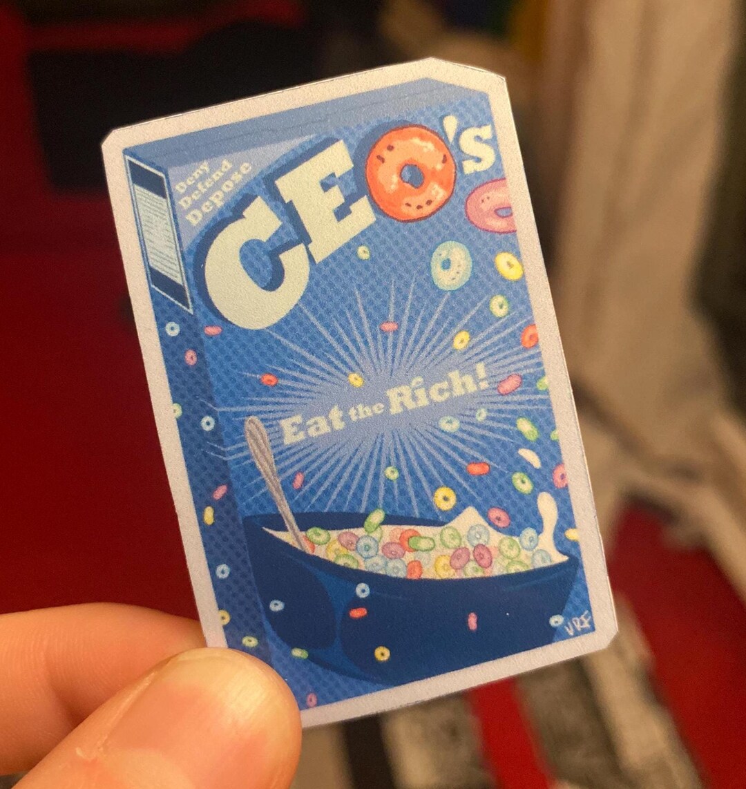 Ceo's Eat the Rich Cereal Box Glossy Vinyl Stickers - Etsy
