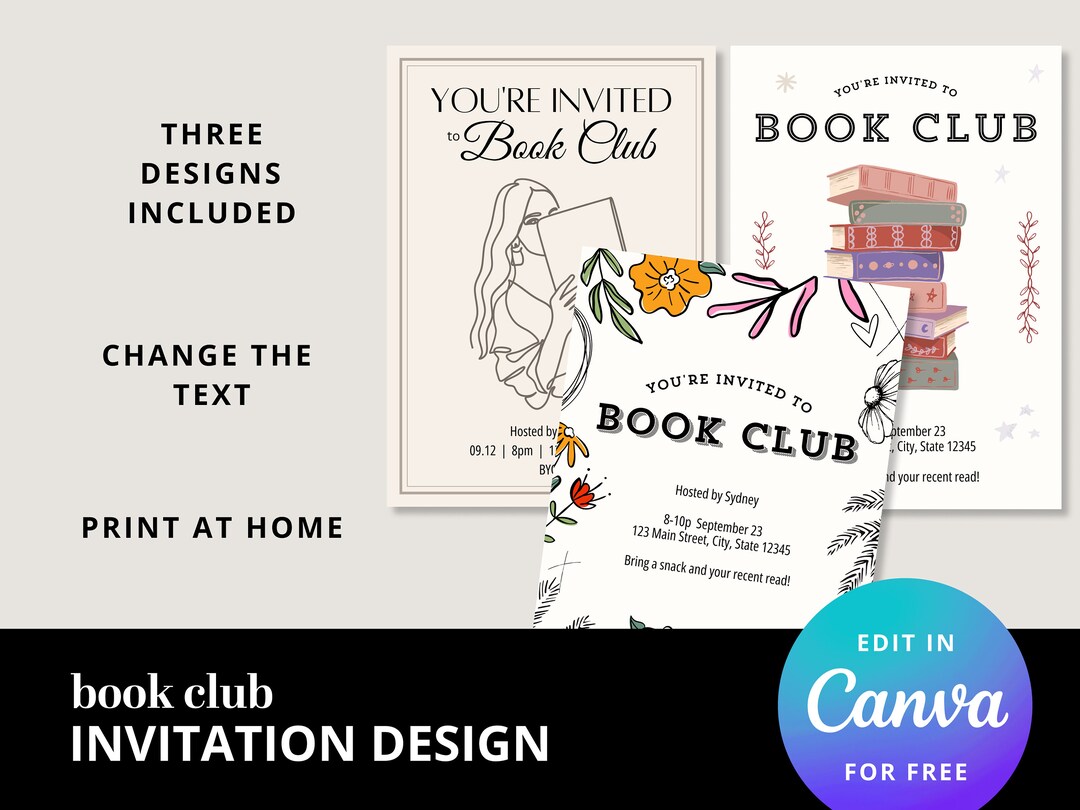 Book Club Digital Invitation, Custom Invitation for Book Club, Book ...