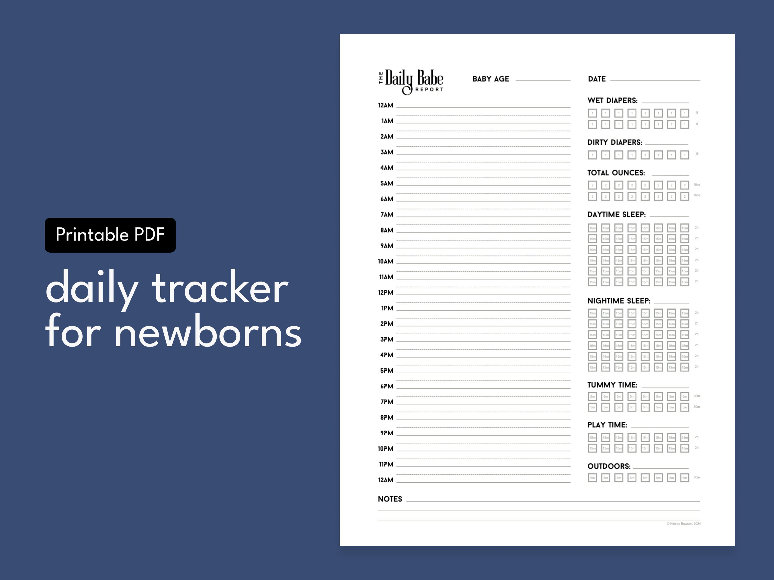 Printable Daily Newborn Care Tracker Feeding Schedule, Infant Tracker ...