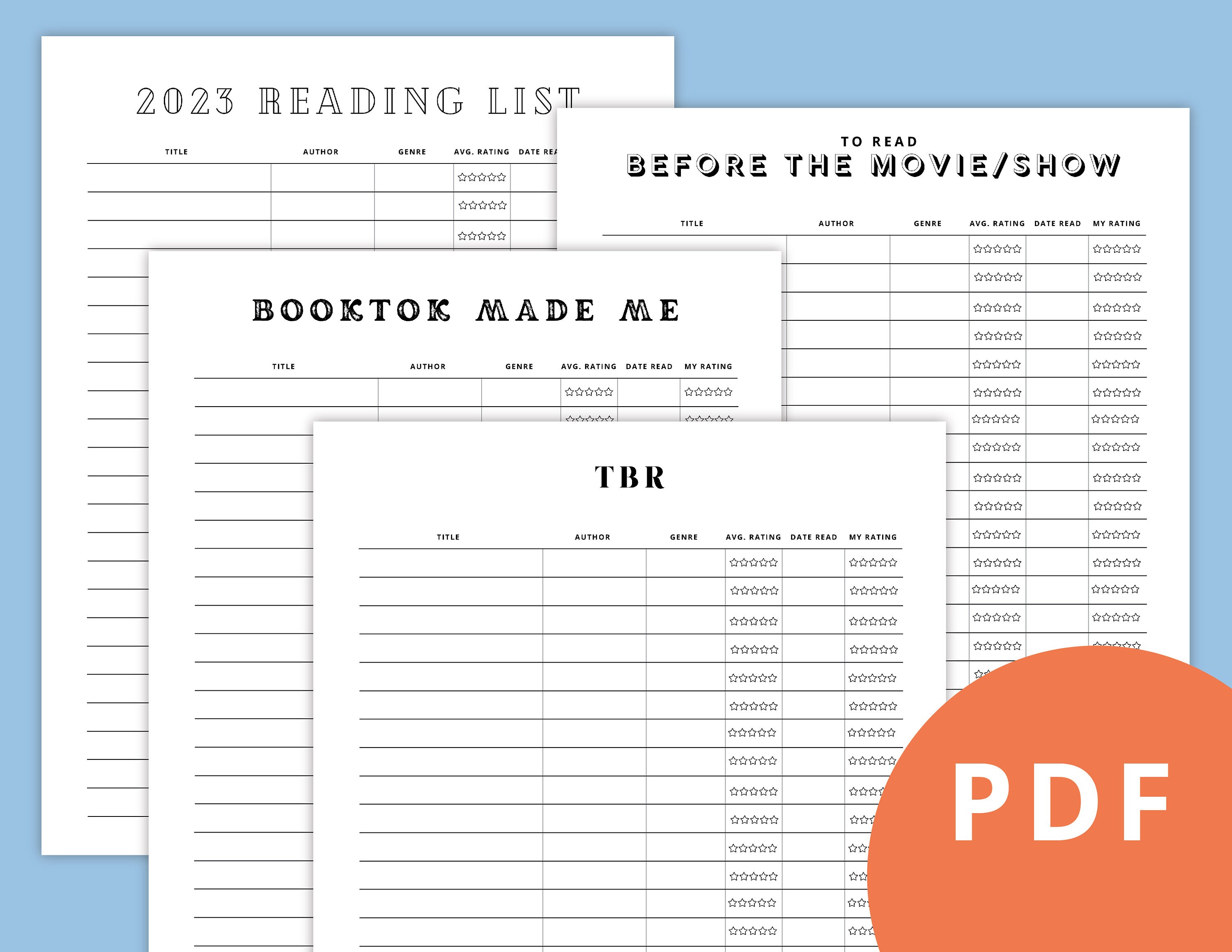 2023 Reading List, Printable Reading List, Booktok Made Me Do It, TBR ...