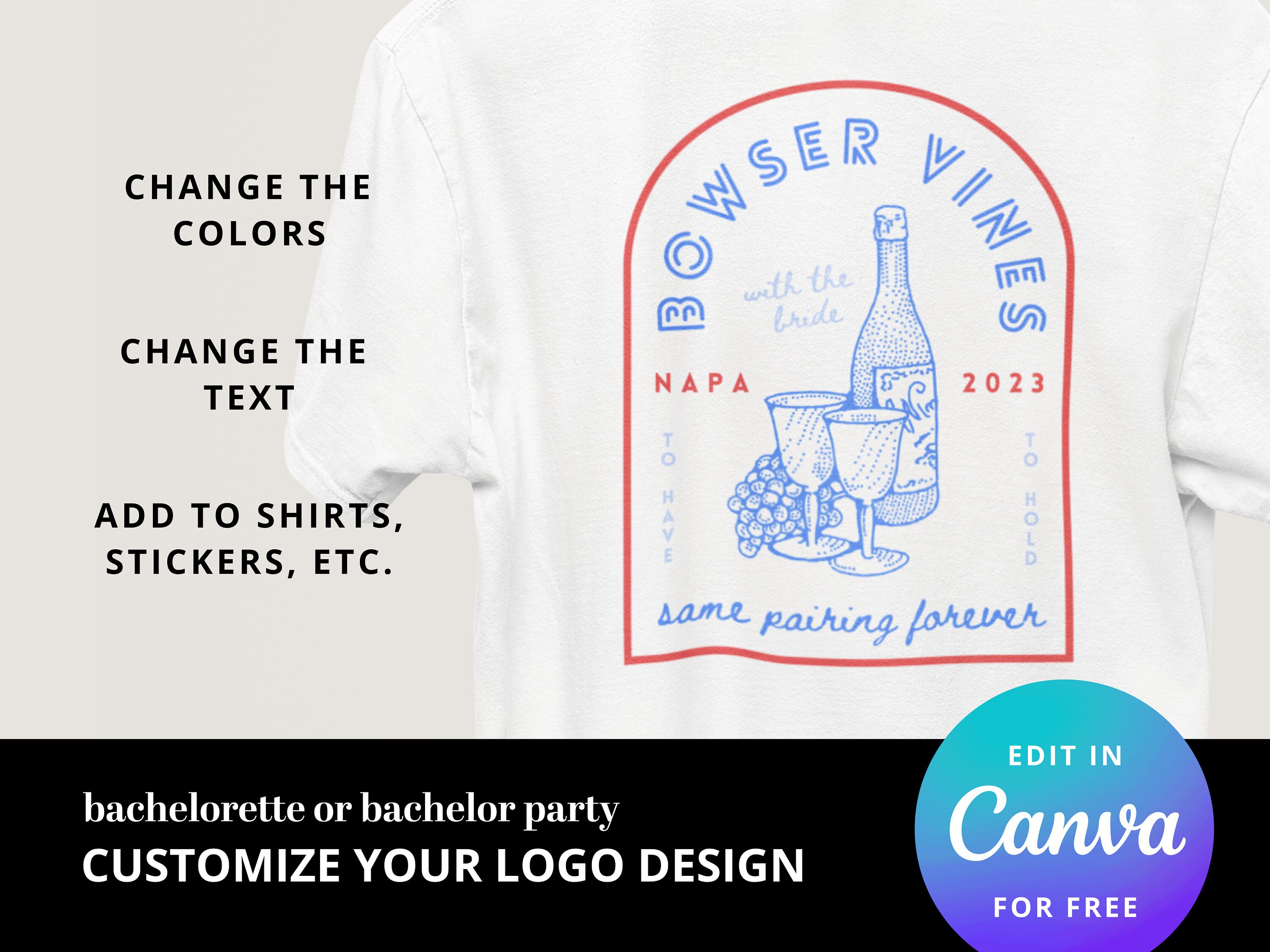 Custom Bachelorette Party Logo or Bachelor Party Logo, Napa Logo, Trip ...