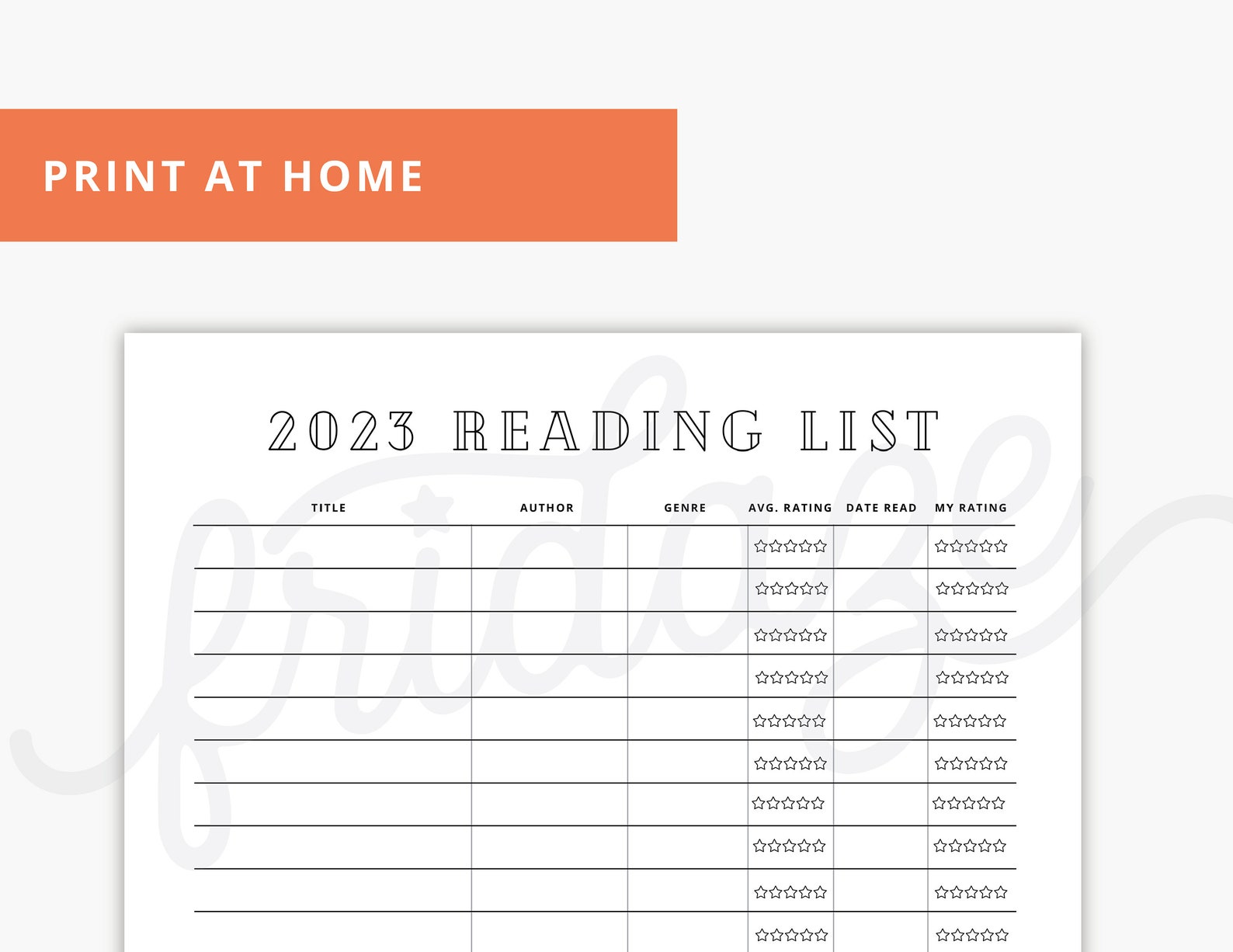 2023 Reading List, Printable Reading List, Booktok Made Me Do It, TBR ...