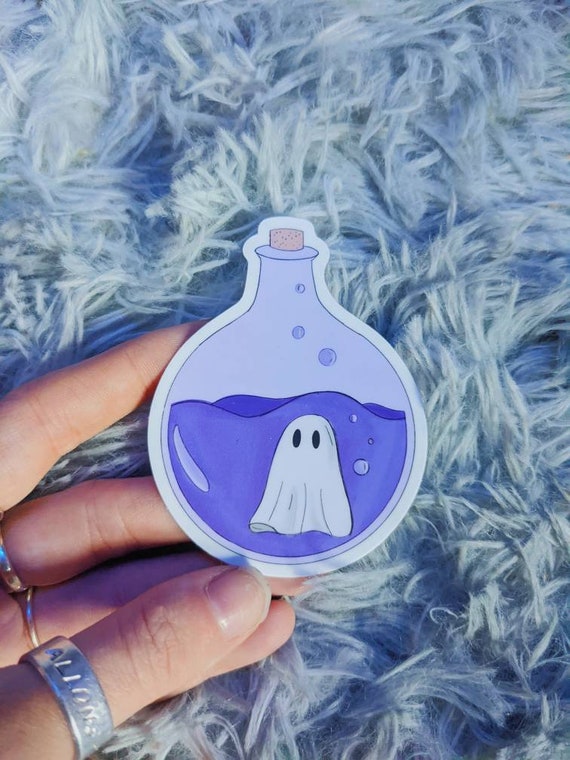 Ghost Sticker Ghost in a Bottle Halloween Sticker Spooky - Etsy