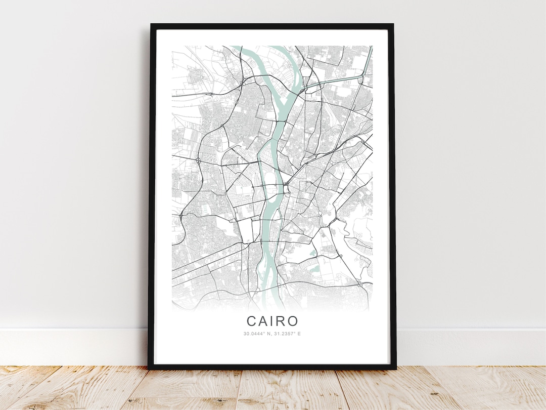 Cairo City Map Print, Cairo Egypt Poster, Cairo Wall Art, Cairo Street ...