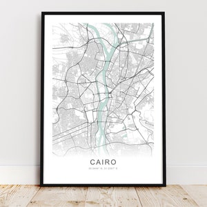 Cairo City Map Print, Cairo Egypt Poster, Cairo Wall Art, Cairo Street ...