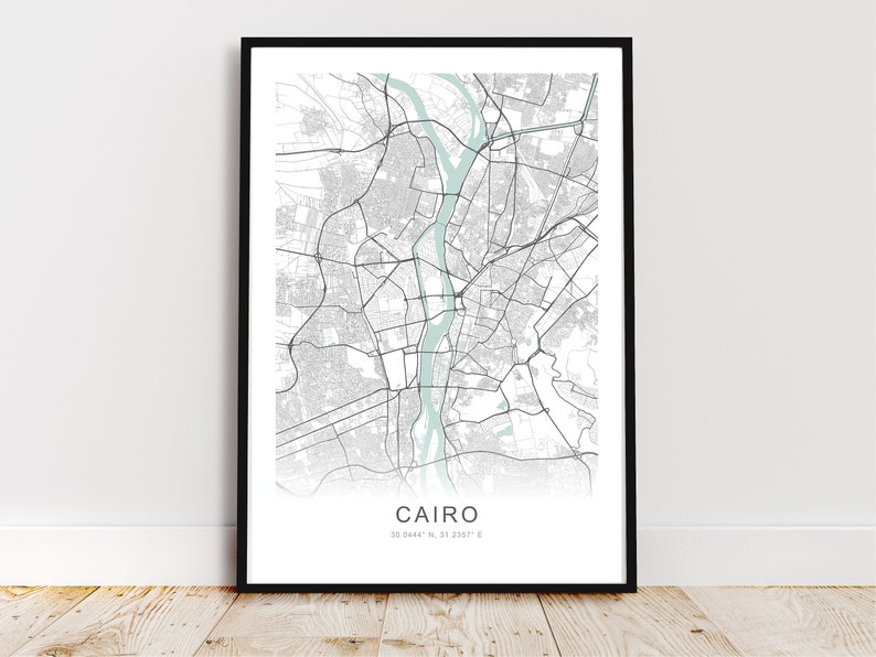 Cairo City Map Print, Cairo Egypt Poster, Cairo Wall Art, Cairo Street ...