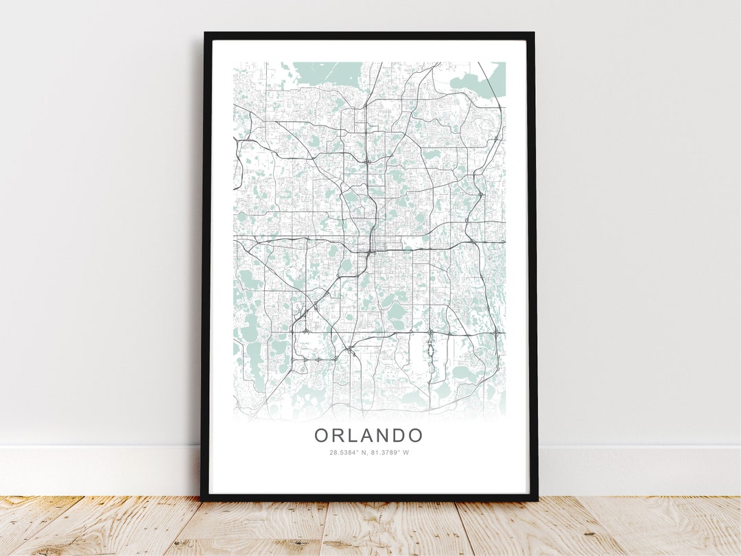 Orlando City Map Print, Orlando Florida Poster, Orlando Wall Art ...