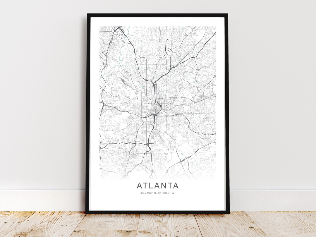Atlanta City Map Print, Atlanta Georgia Poster, Atlanta Wall Art ...