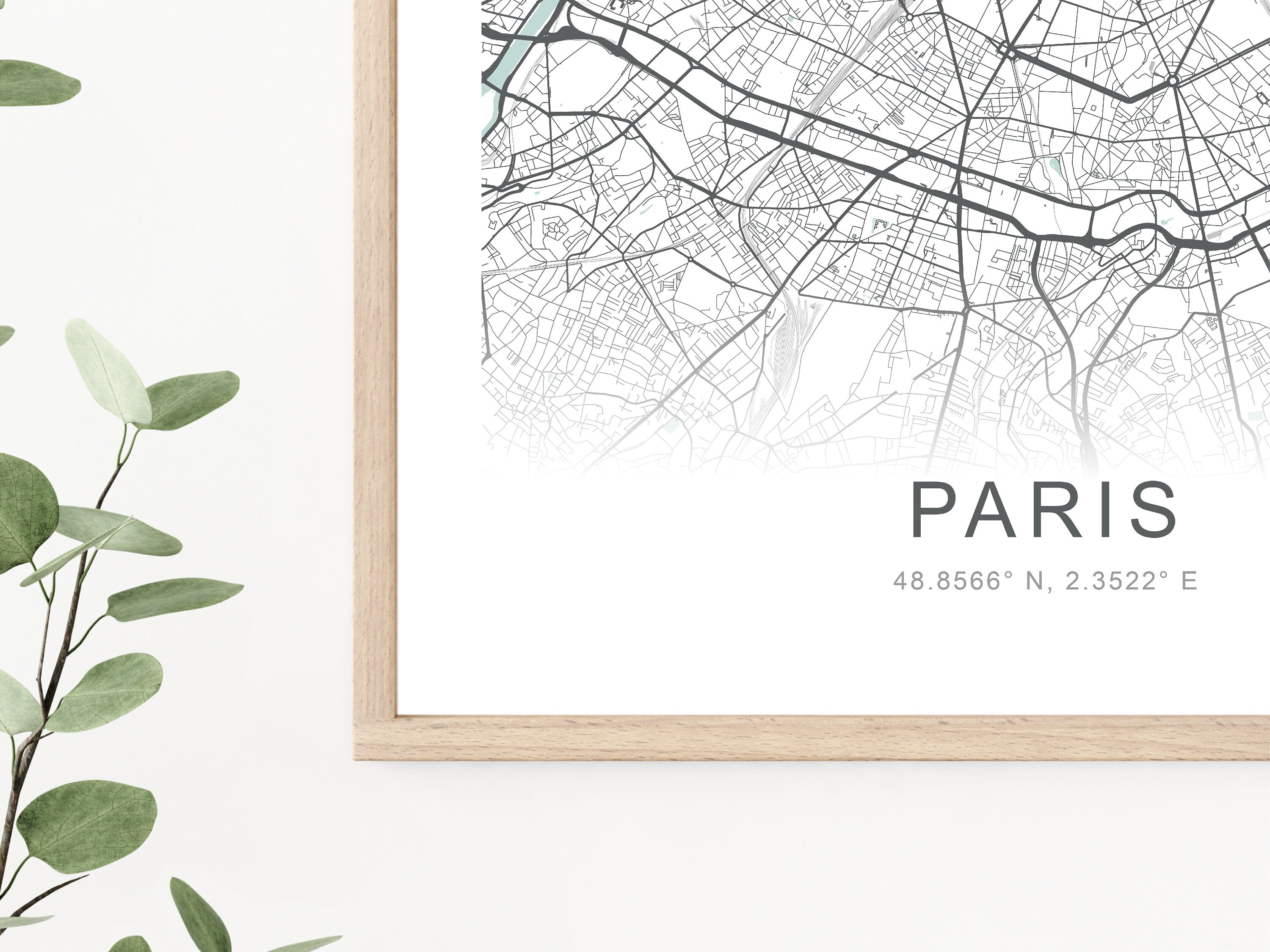 Paris City Map Print, Paris France Poster, Paris Wall Art, Paris Street ...