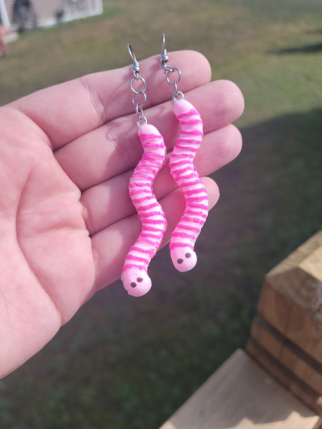 Squishy Earthworm Earrings, Clay Earrings, Novelty Jewelry, Nickel Free ...