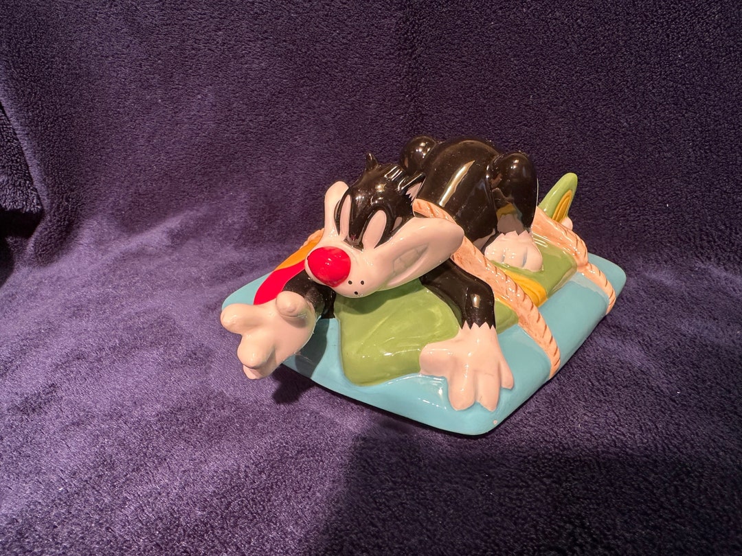 Looney Tunes Surfing Woody Car With Sylvester on Roof Cookie Jar LID ...