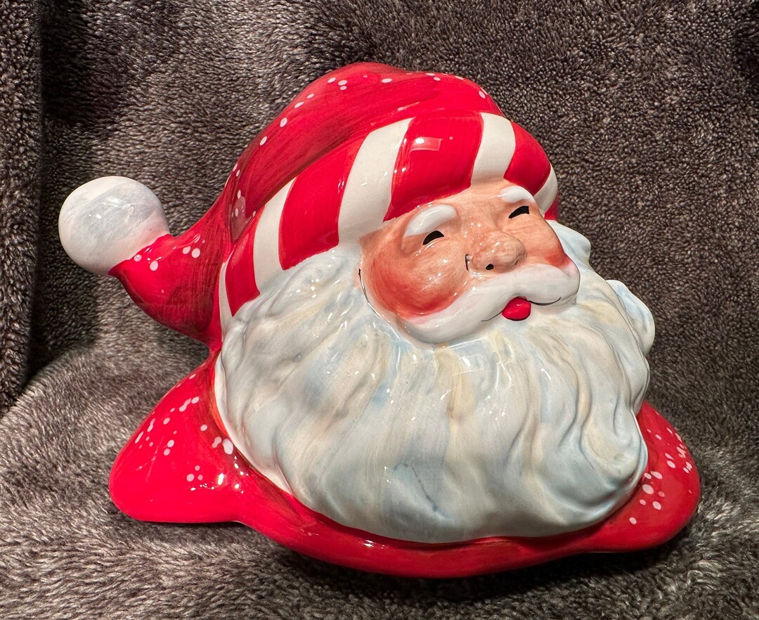 2000s Susan Winget's PEPPERMINT SANTA Hand Painted Cookie Jar ...