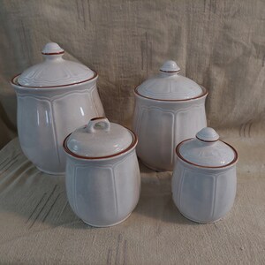 Home Spun Style Colonial or Pennsylvania Dutch Canister/cookie Jar Set ...