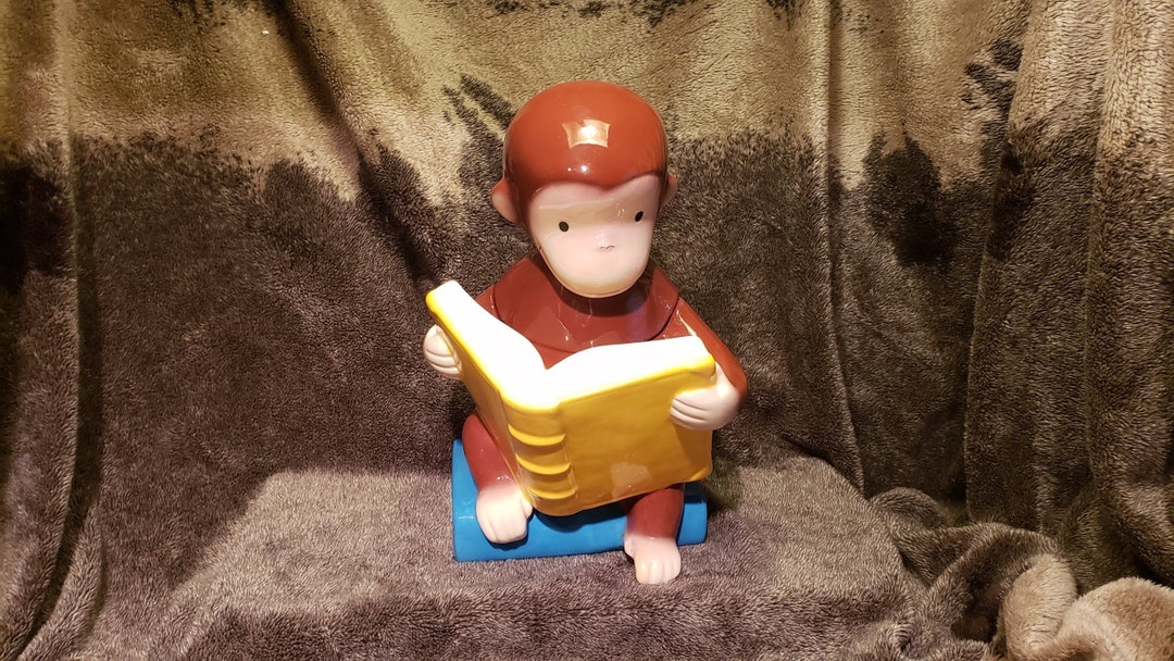 1997 Curious George Reading a Book Cookie Jar by Treasure Craft ...