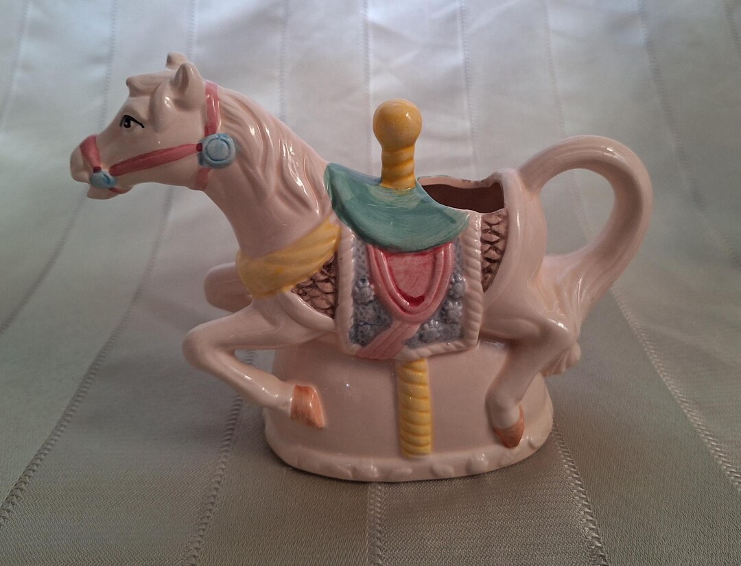 Ceramic Hand-painted White Carousel Horse Small Pitcher/creamer ...
