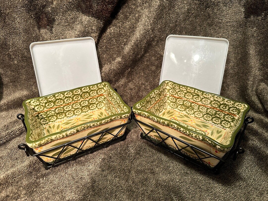 SET of 2 Temptations Old World 1 Quart Ceramic Hand Painted Serving ...