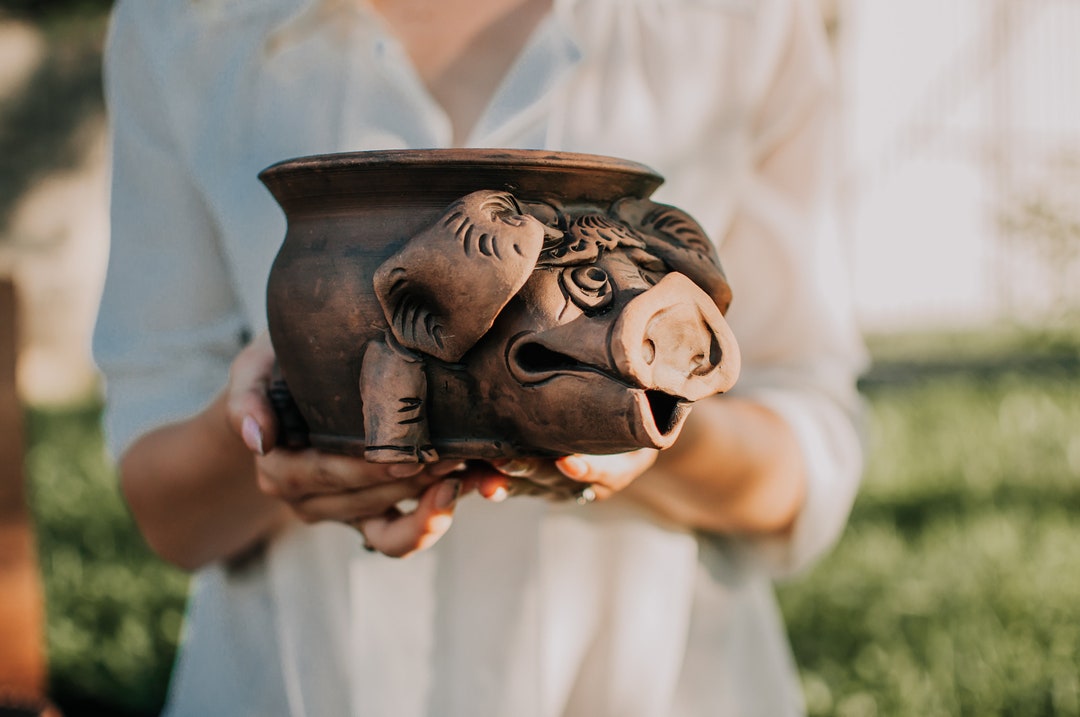 Handmade Ceramic Pig Sugar Bowl With Lid - Rustic Pottery - Etsy