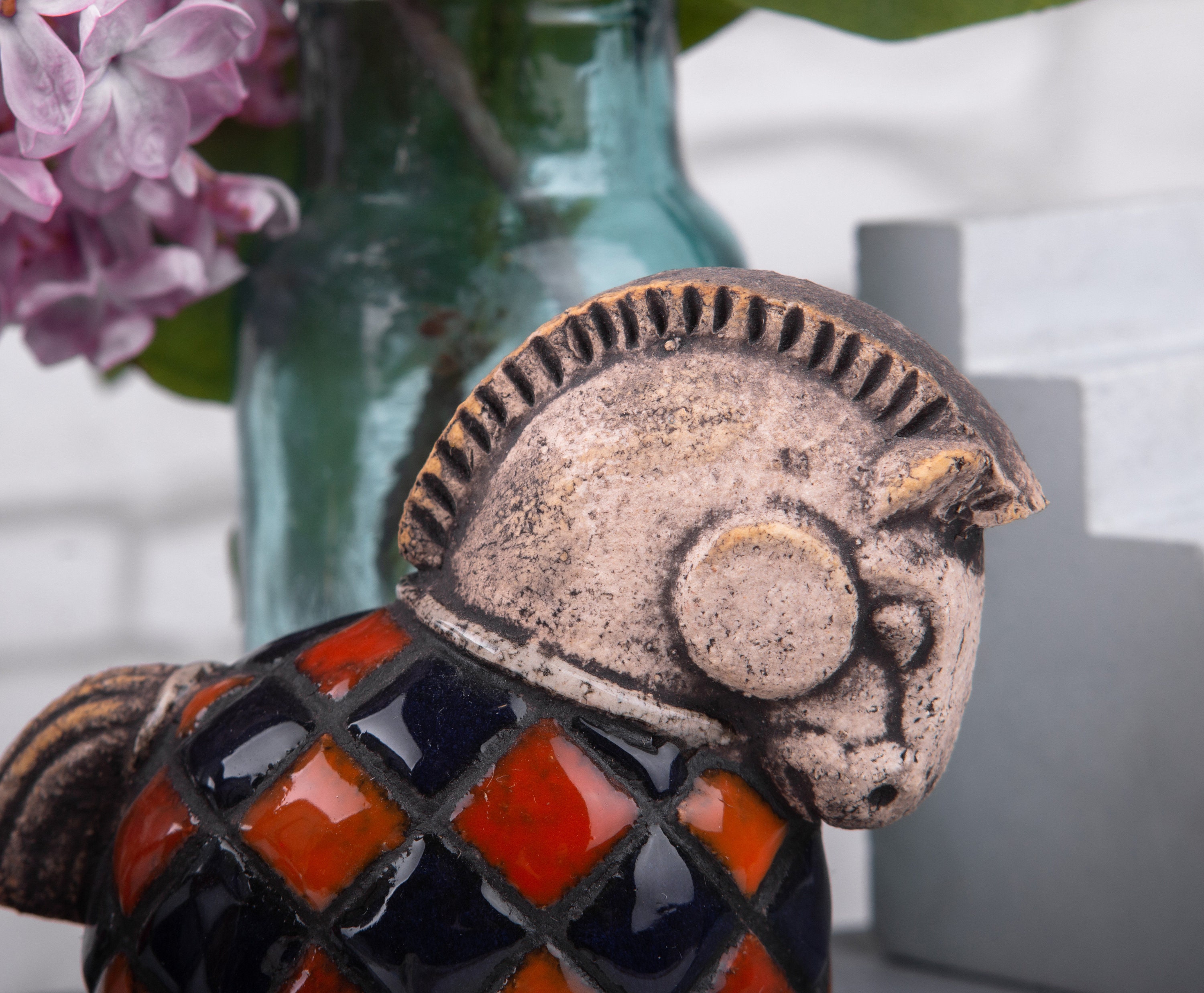 Handmade Checkered Ceramic Horse Figurine: Whimsical Shelf Decor - Etsy