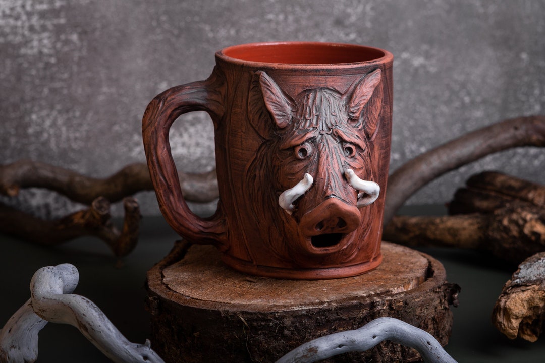 Boar Large Ceramic Mug, Stoneware Coffee Mug, Ceramic Beer Mug, Large ...