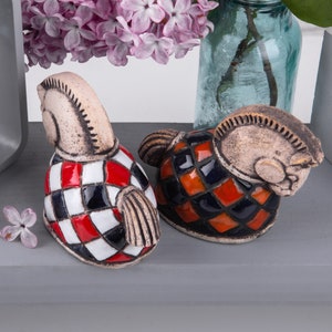 Handmade Checkered Ceramic Horse Figurine: Whimsical Shelf Decor - Etsy