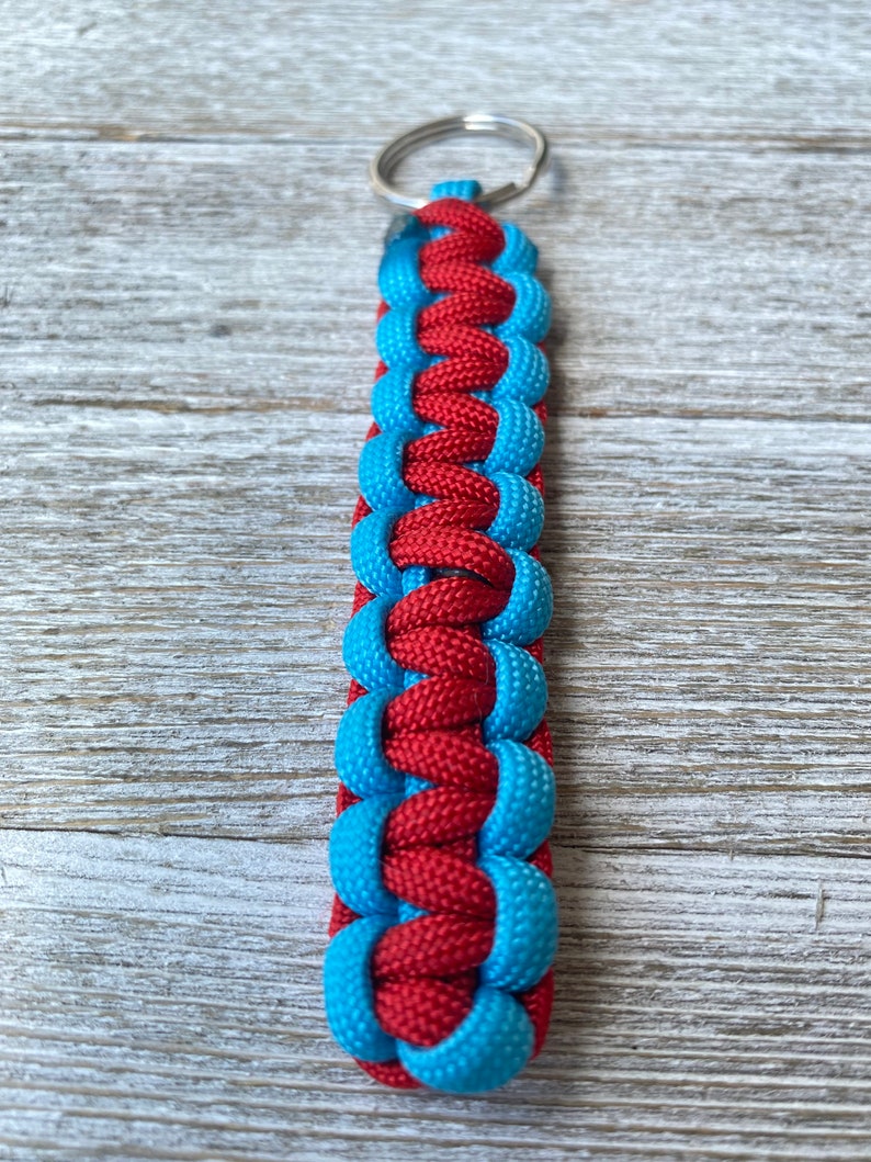 Paracord Keychain, Key Fob, Keychain, Rope Key Chain, Red and Blue - Etsy